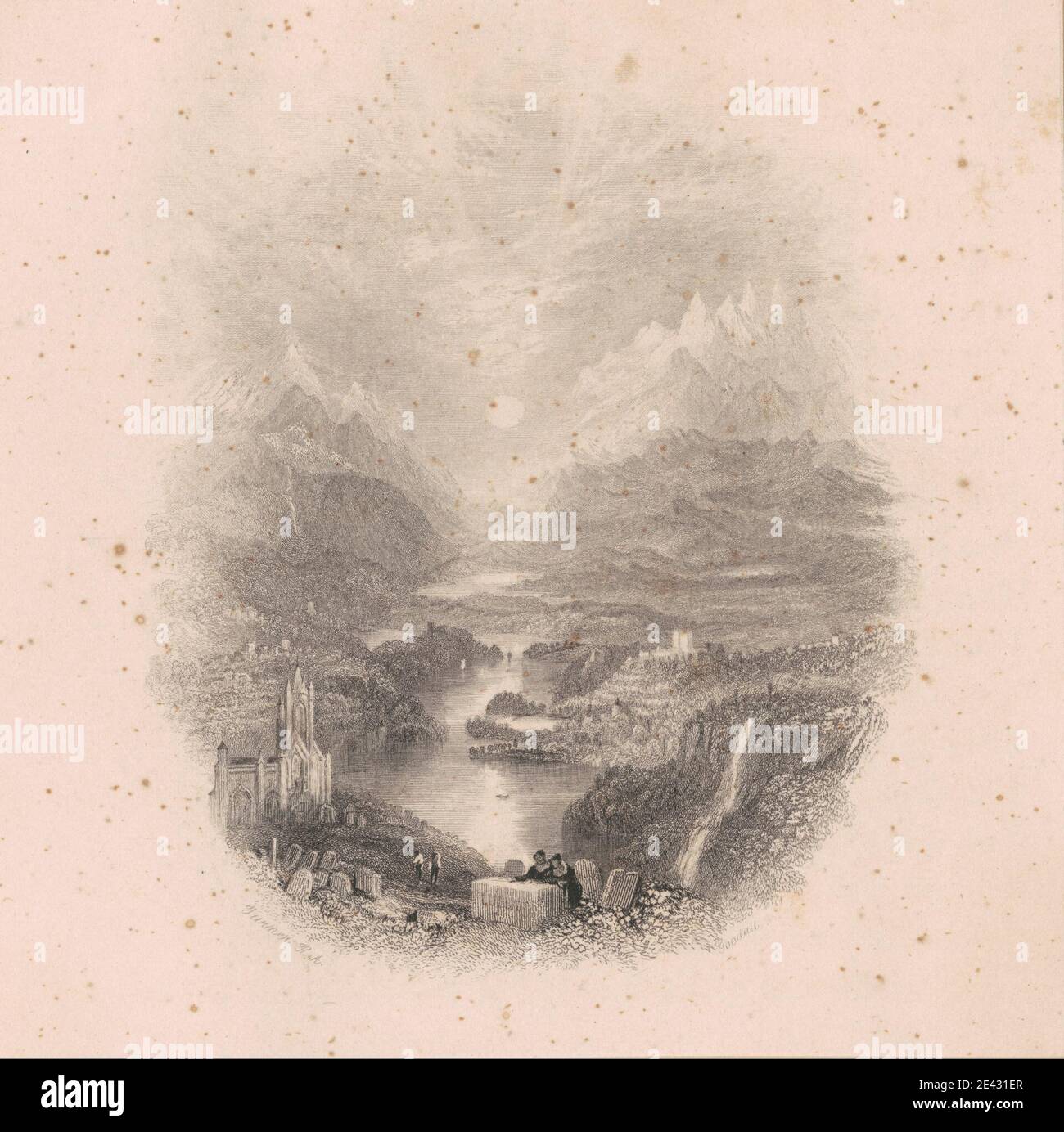 Edward Goodall, 1795â€“1870, British, A Swiss Valley (Vignette), 1837 ...