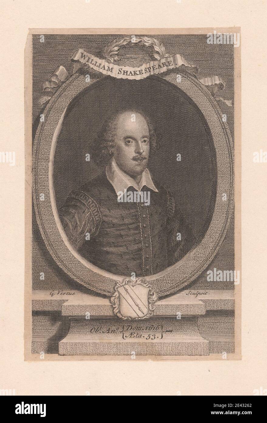 George Vertue, 1684â€“1756, British, William Shakespeare. Etching and ...