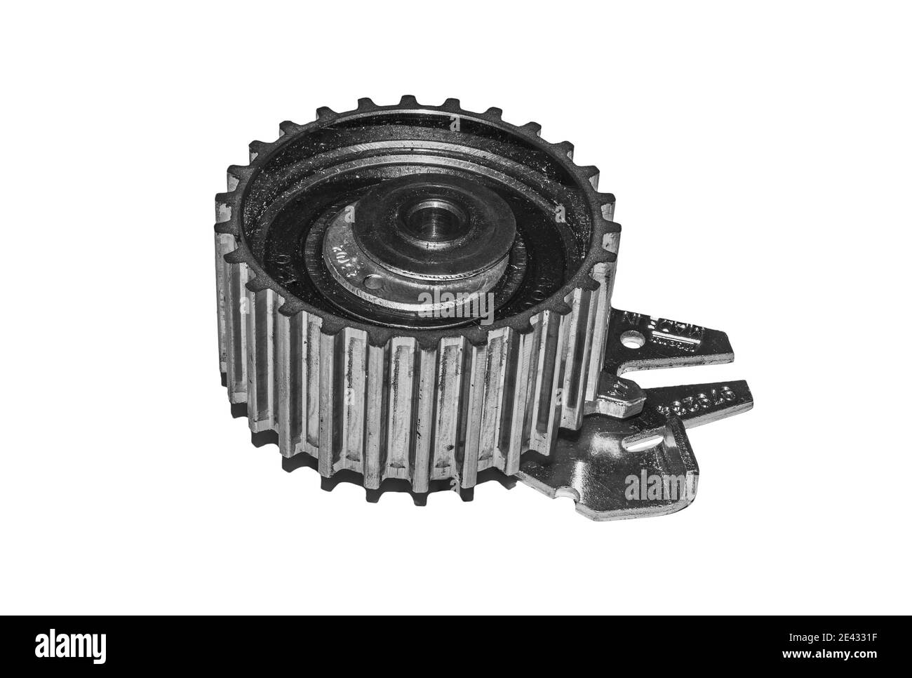 Tensioner gear timing belt Black and White Stock Photos & Images - Alamy