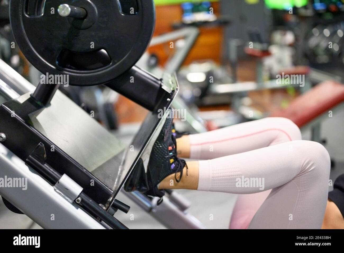 Woman Flexing Muscles On Leg High Resolution Stock Photography and ...