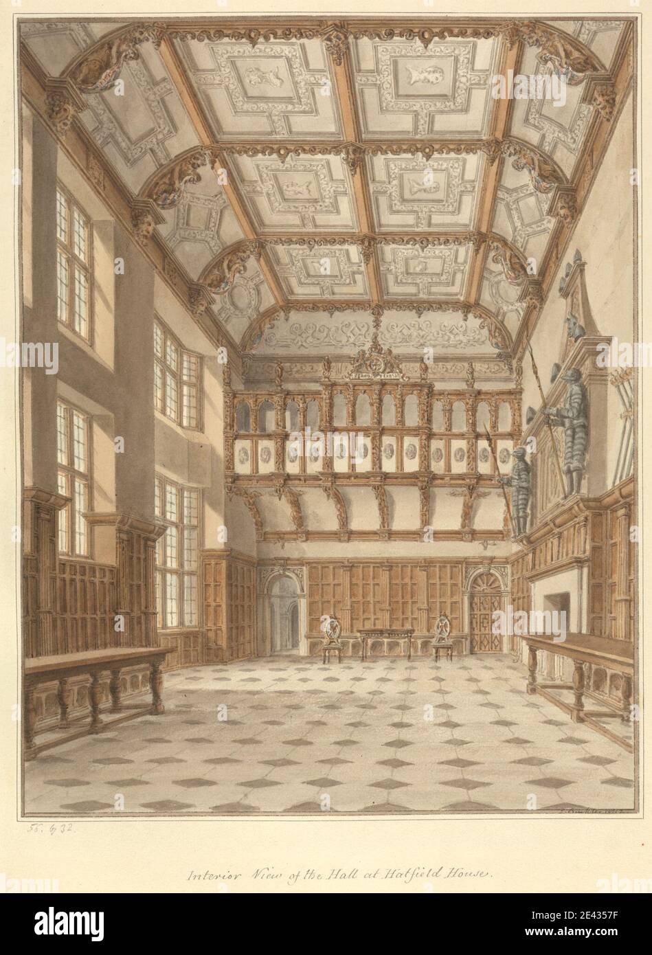 John Buckler FSA, 1770â€“1851, British, Interior View of the Hall at ...