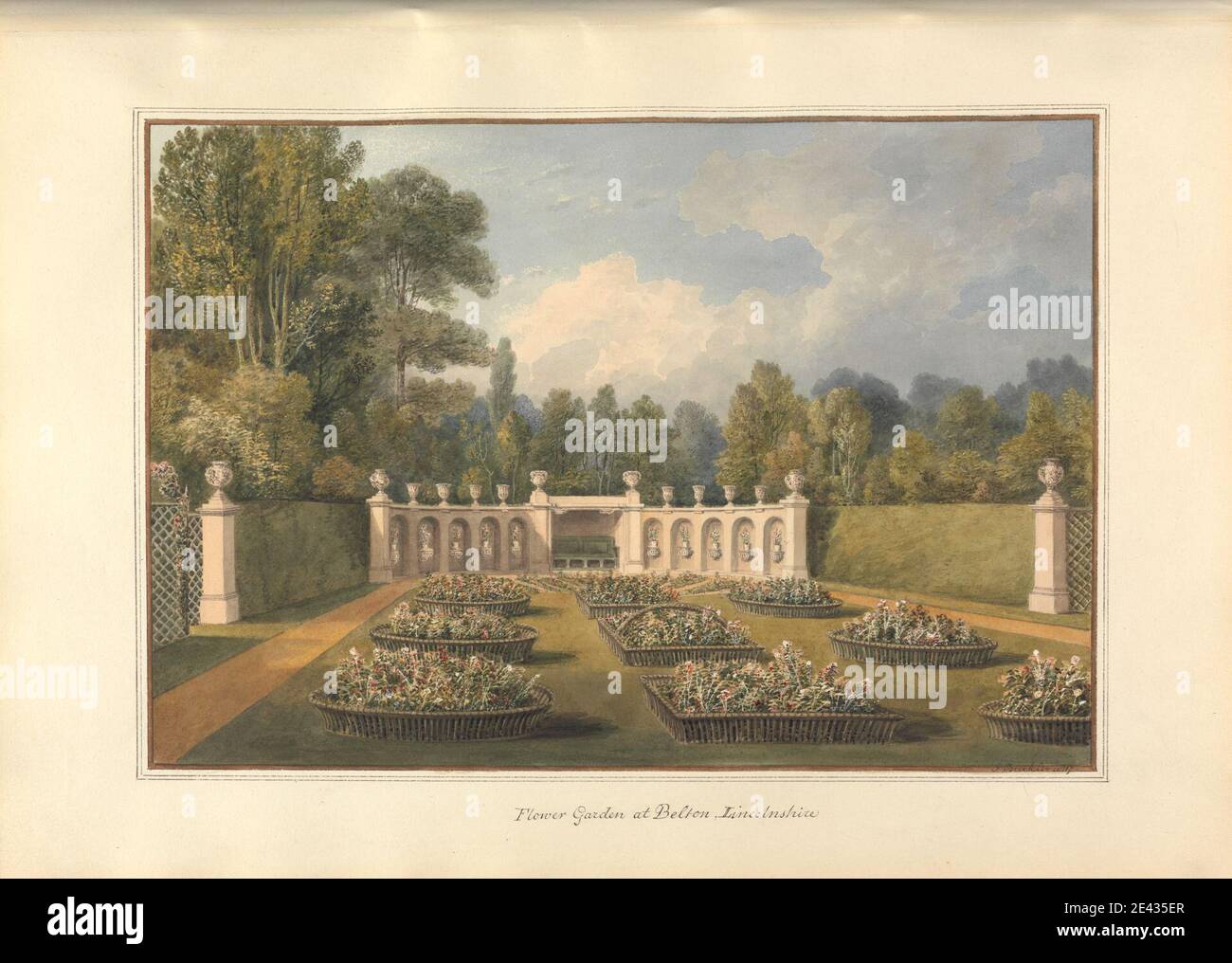 John Buckler FSA, 1770â€“1851, British, Flower Garden at Belton ...