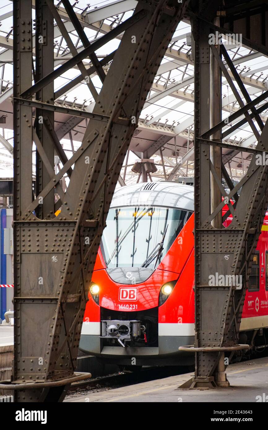COLOGNE, GERMANY - Jan 09, 2021: Train in cologne main train station ...