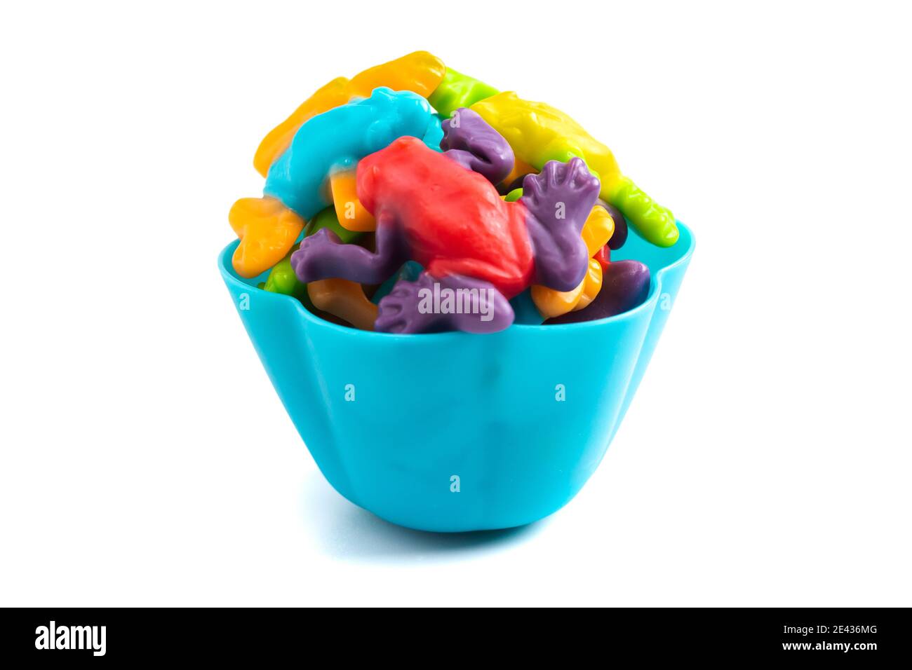 Multicolored Gummy Tree Frog Candies Isolated on a White Background ...