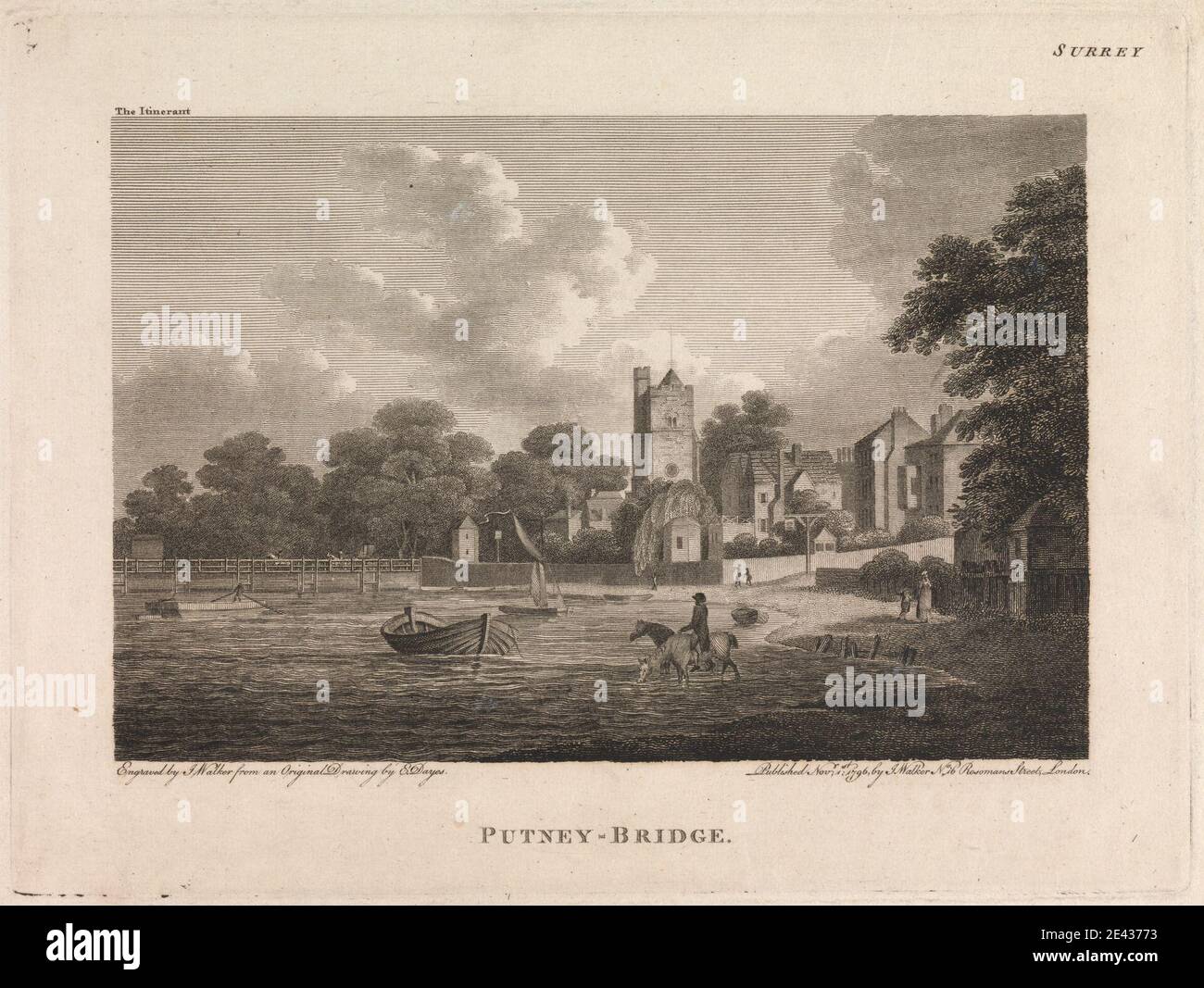 James Walker, 1748â€“1808, British, Putney Bridge, 1796. Engraving ...