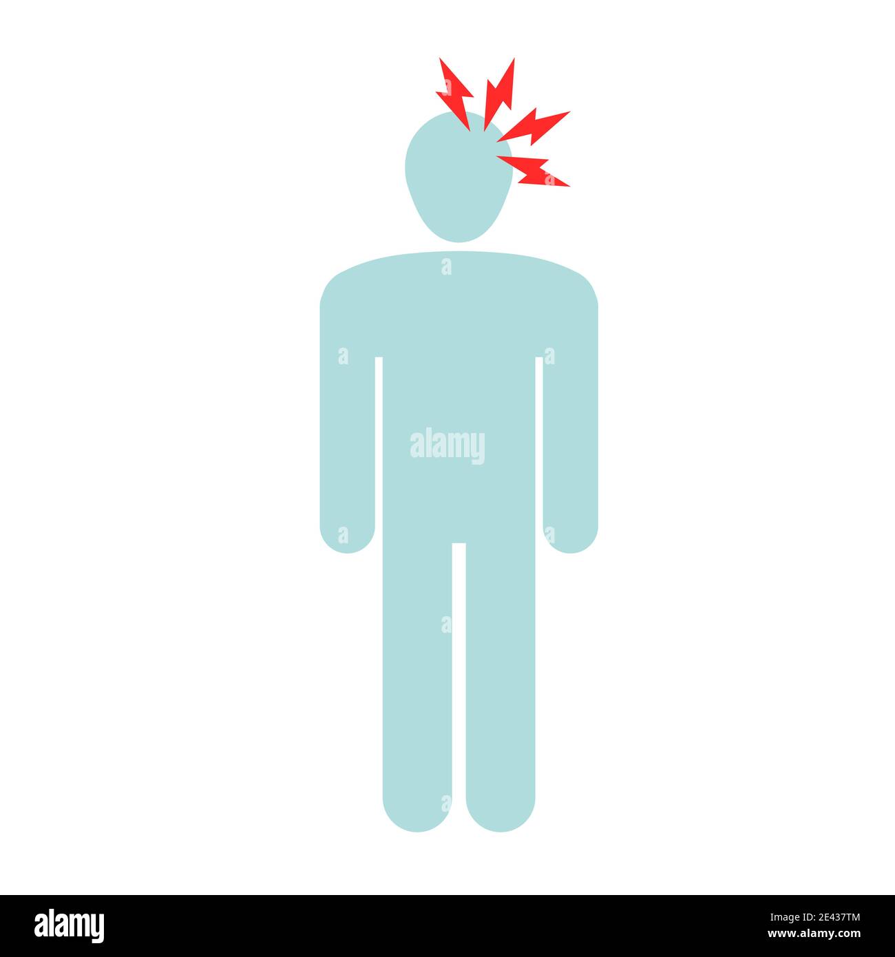 Headache vector symbol. Headache or migraine human silhouette. Pain ...