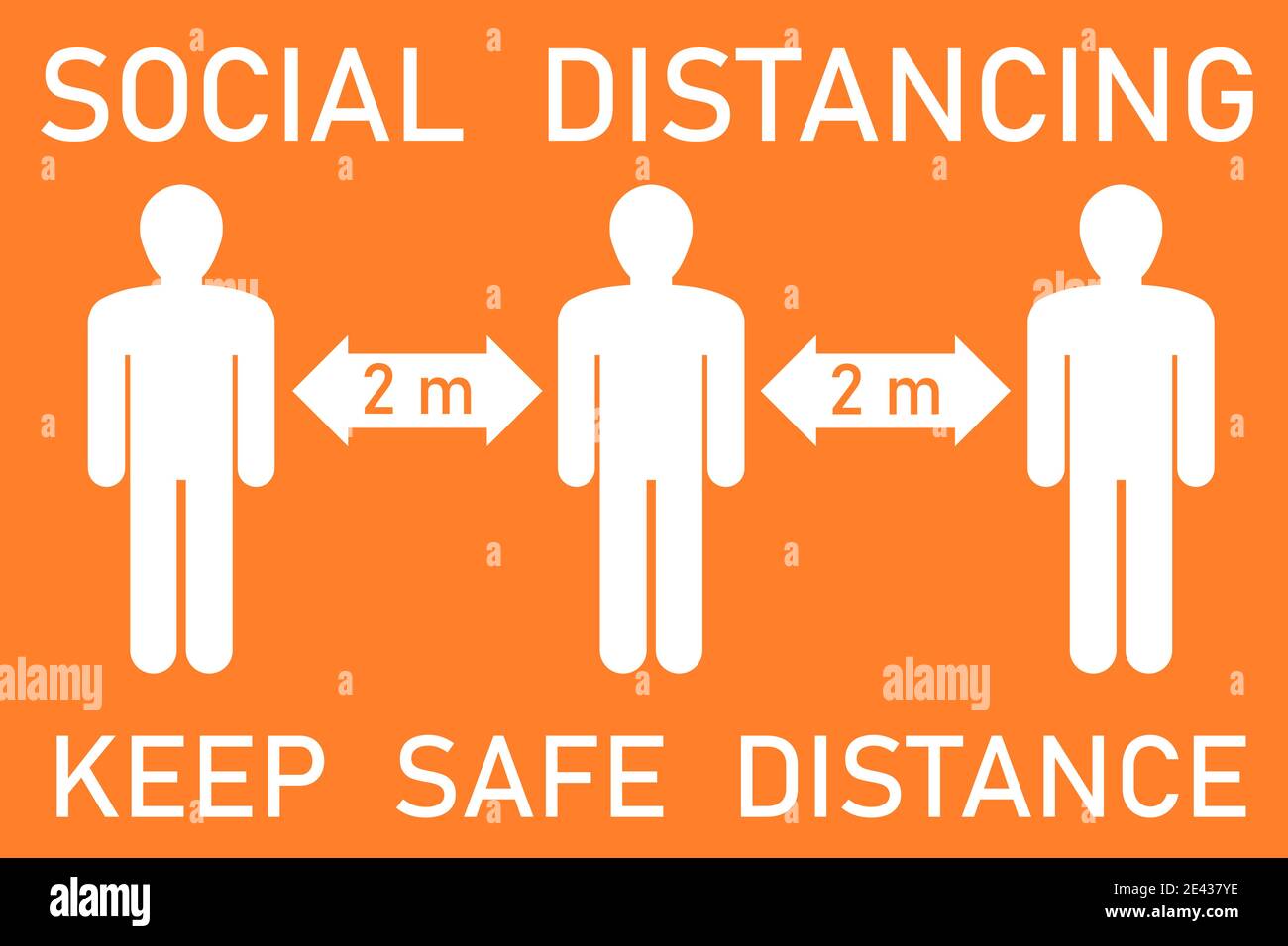 Social distancing vector sign. Keep safe distance. White and orange ...