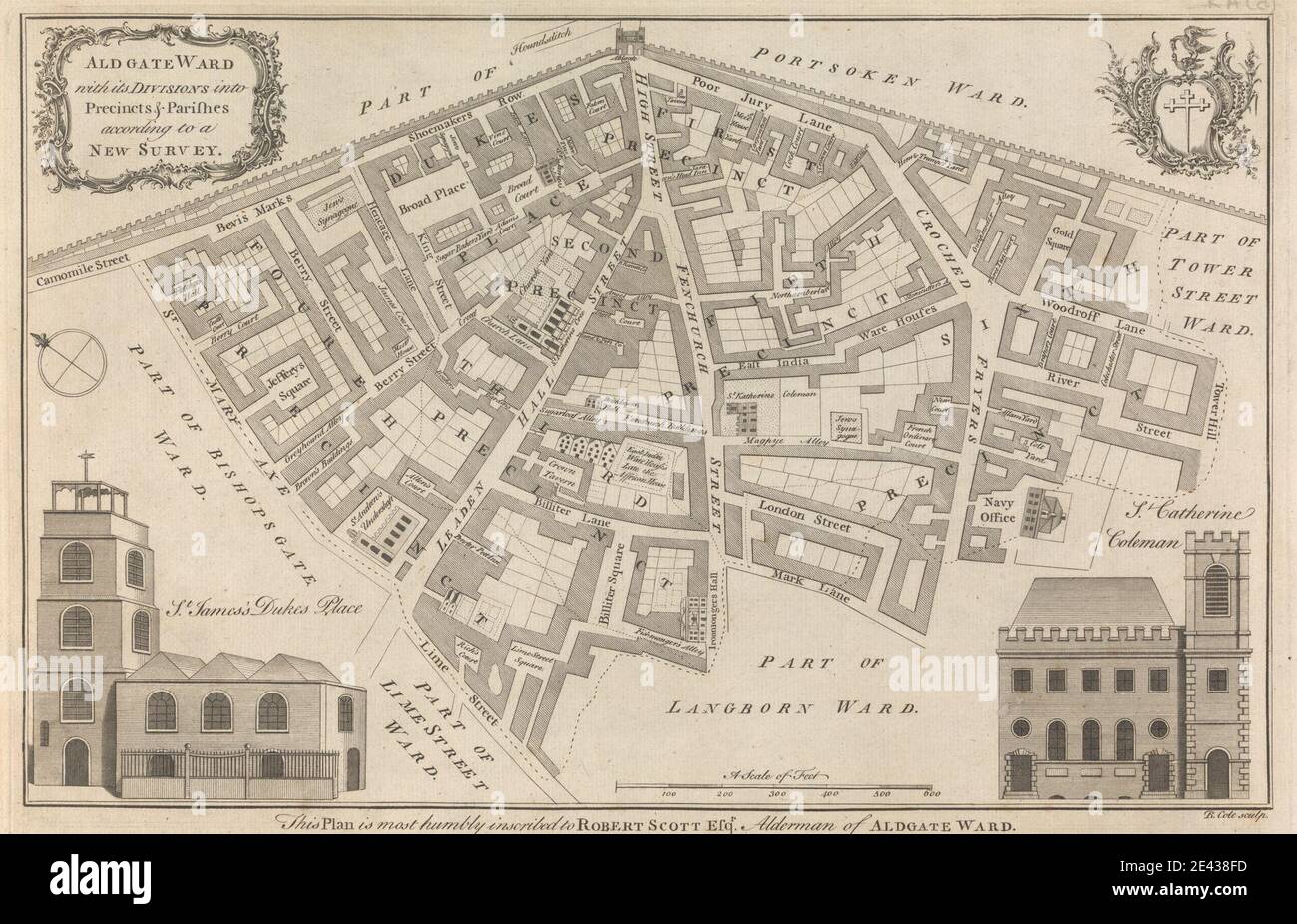 Benjamin Cole, 1697â€“1783, British, Aldgate Ward with its Division ...