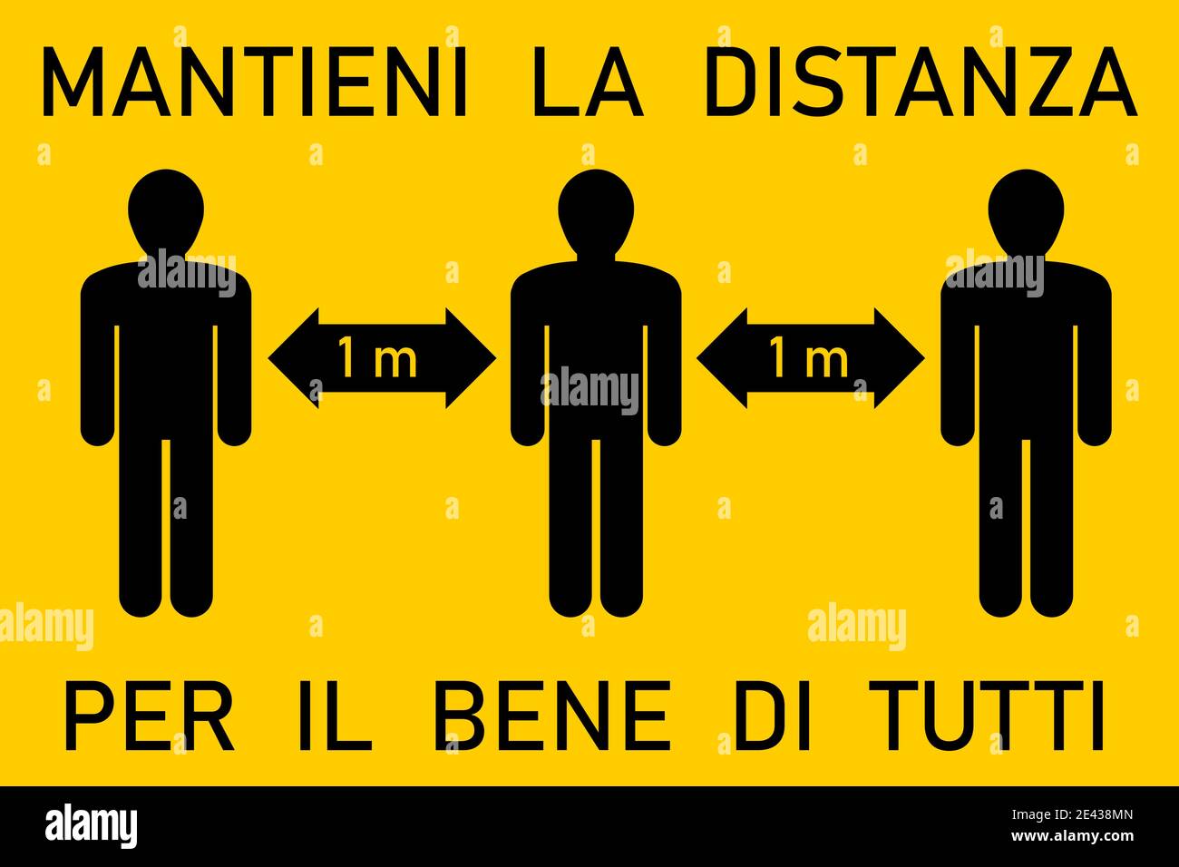 Italian language social distancing sign vector. Mantieni la distanza ...