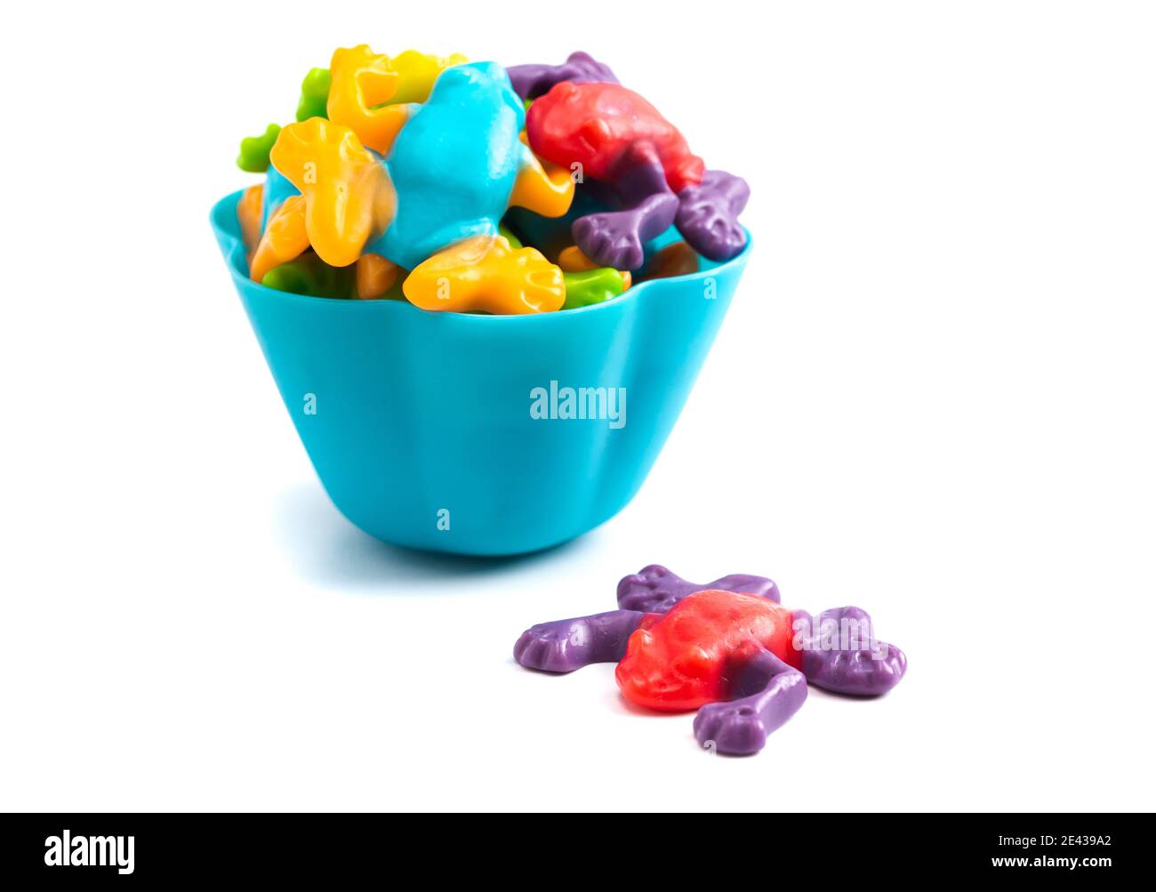 Multicolored Gummy Tree Frog Candies Isolated on a White Background ...