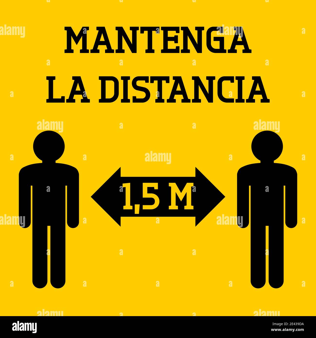 Social distancing sign in Spanish language. Mantenga la distancia ...