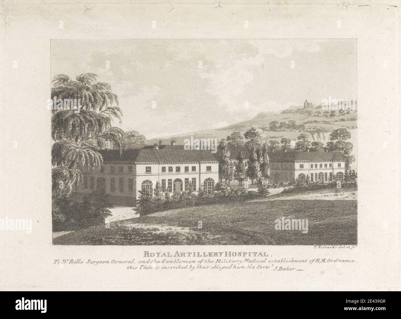 T. Rickards, active 18th century, Royal Artillery Hospital. Aquatint ...