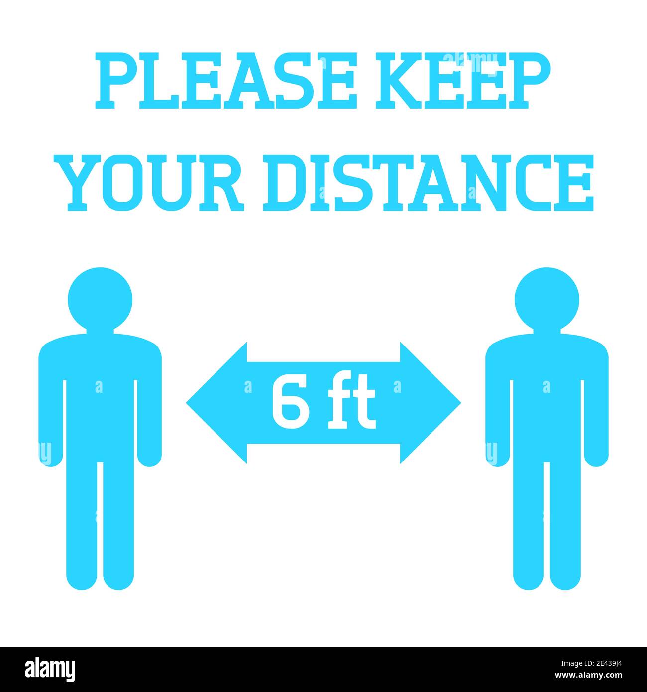 Please keep your distance. Social distancing vector sign in blue and ...