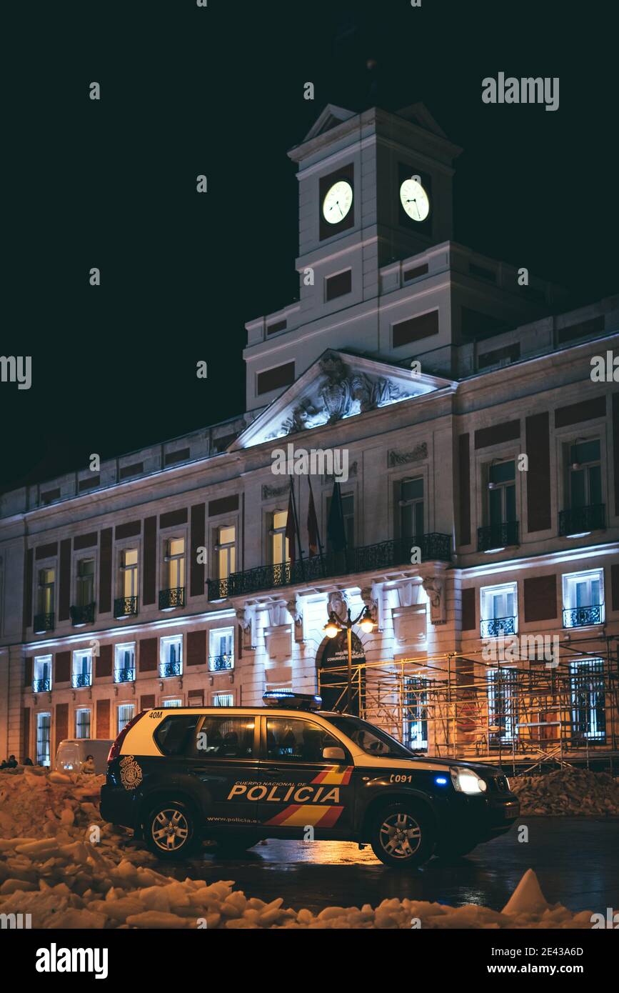 MADRID, SPAIN - Jan 16, 2021: Police car parked in Plaza del Sol in ...