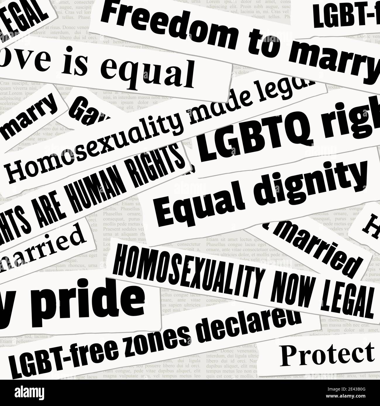 Gay rights and LGBT equality newspaper titles. News headline collection ...
