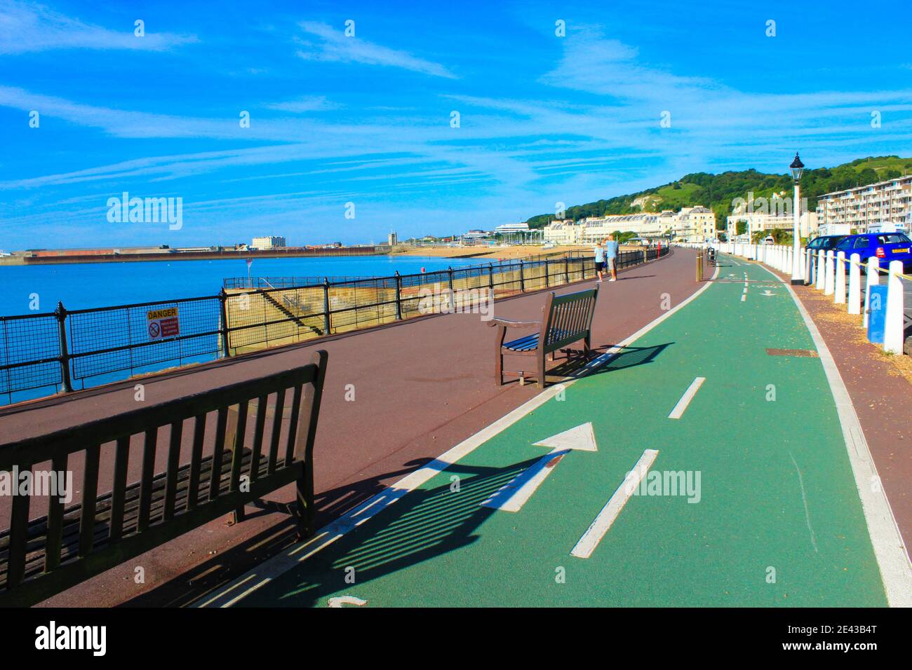 View of the Seafront and Beach, Marine Parade, Dover, Kent, UK ,July ...