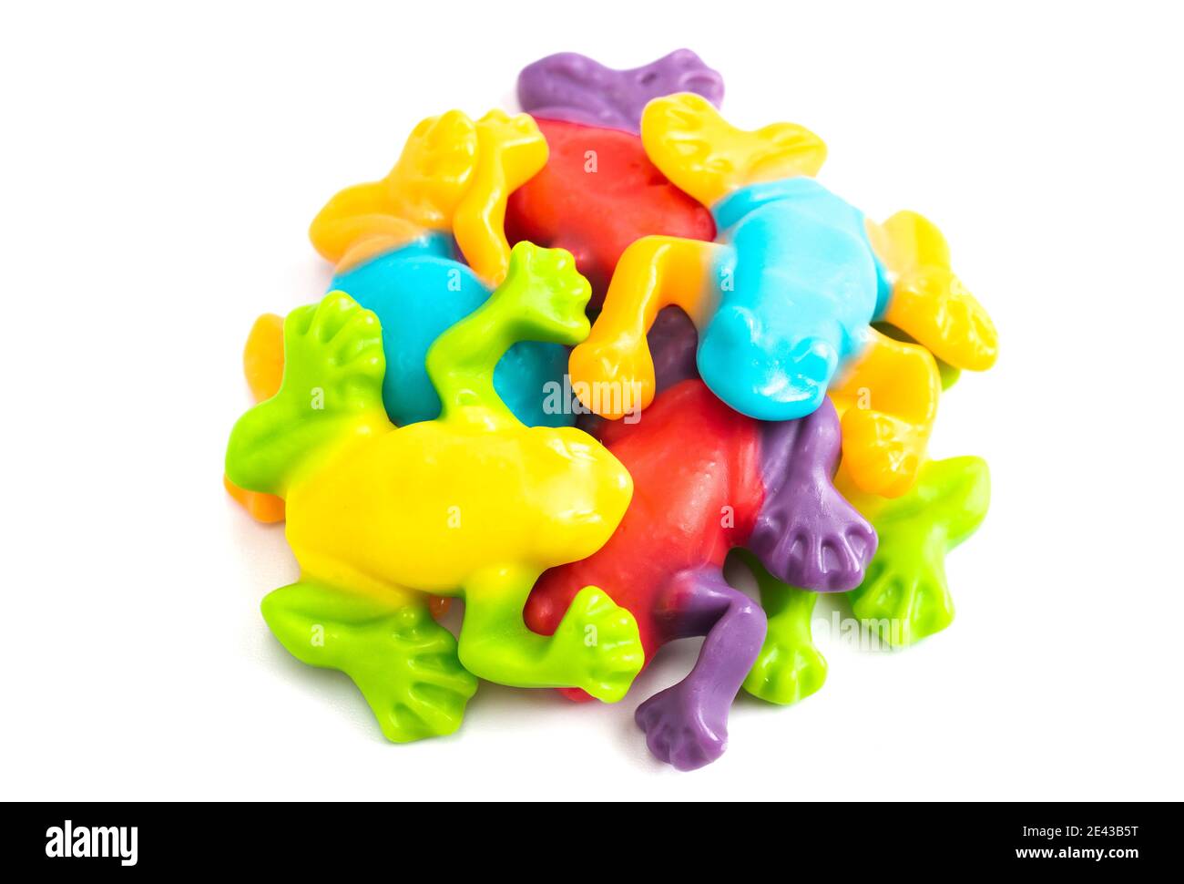 Multicolored Gummy Tree Frog Candies Isolated on a White Background ...