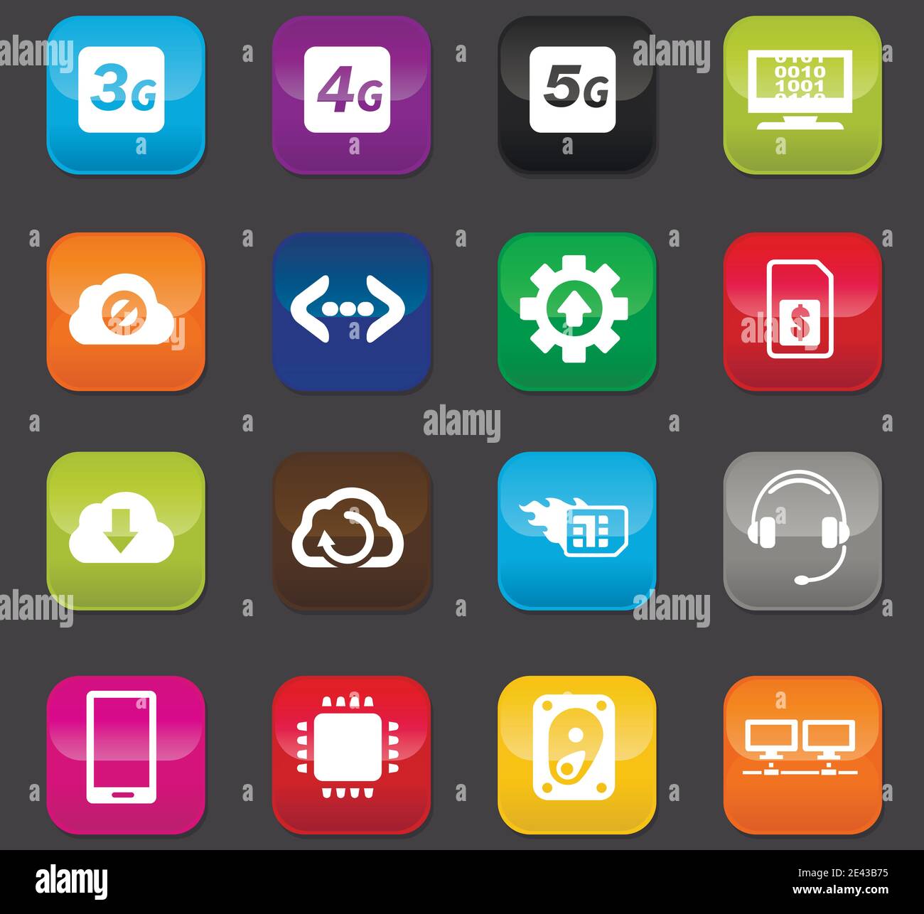 Mobile connection icons set Stock Vector Image & Art - Alamy