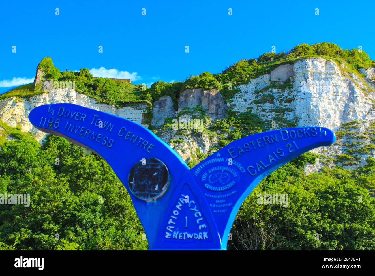National Cycle Network sign at Dover.It is a UK-wide network of signed ...