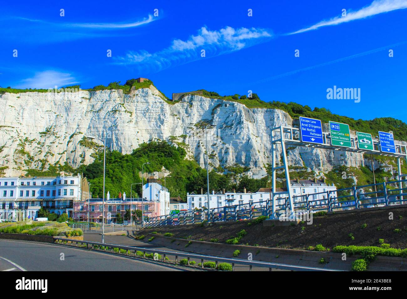 View of A20 road at the foot of the cliffs.White Cliffs of Dover,is the ...