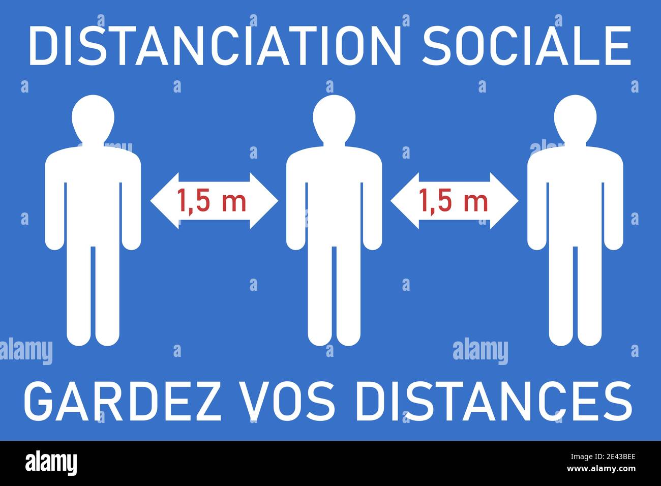 French language social distancing sign vector. Distanciacion sociale ...