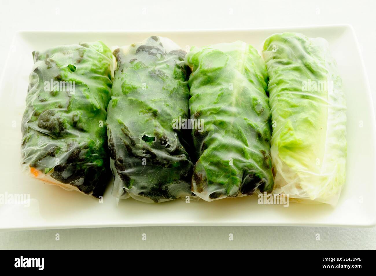rice paper wrapped chicken with vermicelli noodles and a thai pe Stock ...