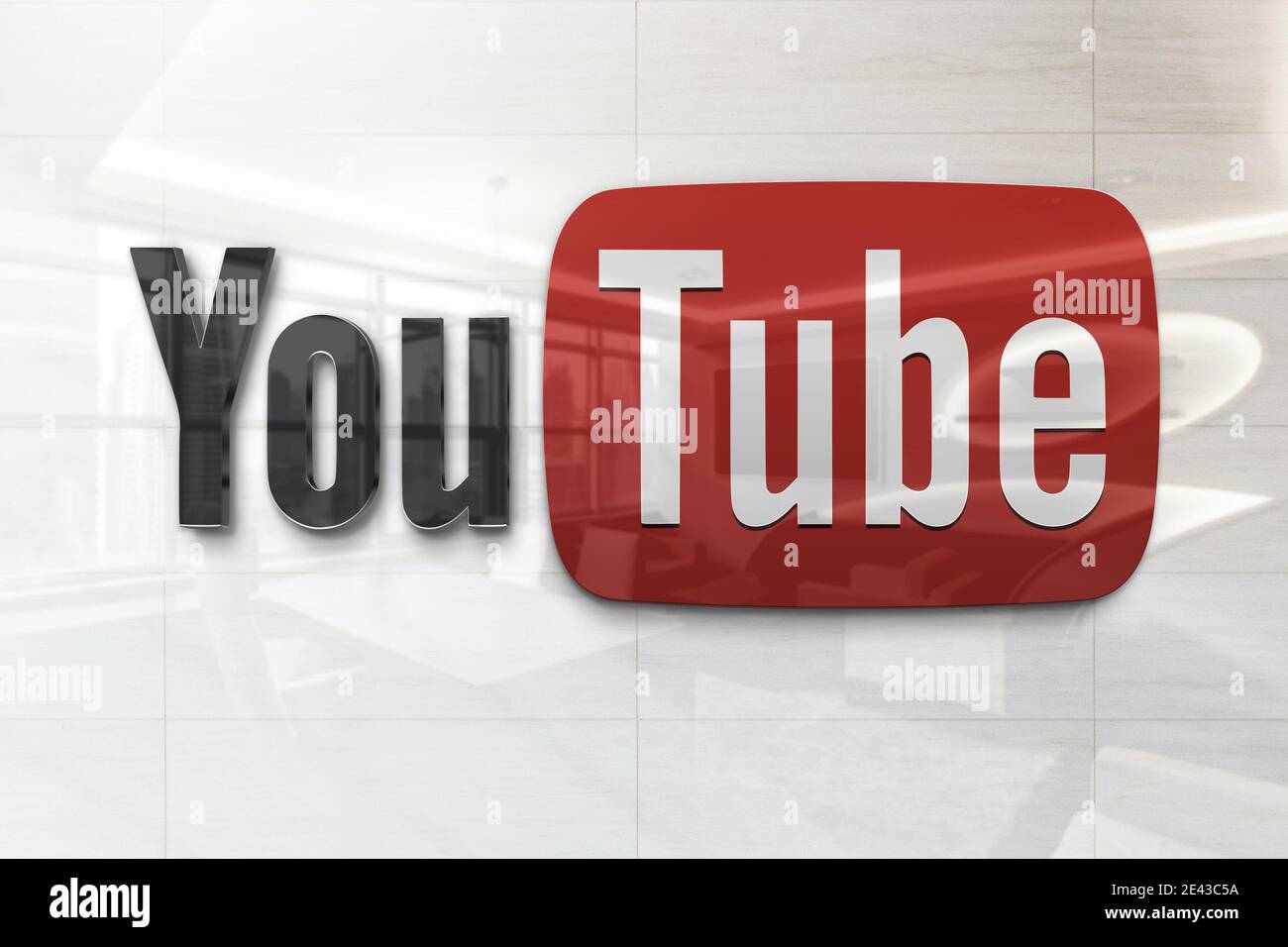 youtube logo on wall Stock Photo - Alamy