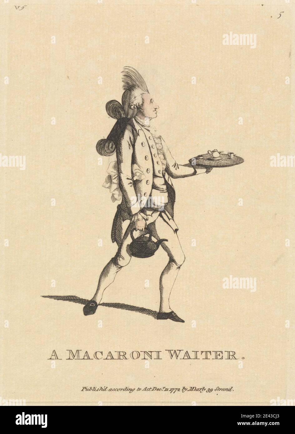 Mary Darly, active 1762 â€“1772, British, A Waiter. Etching Stock Photo ...