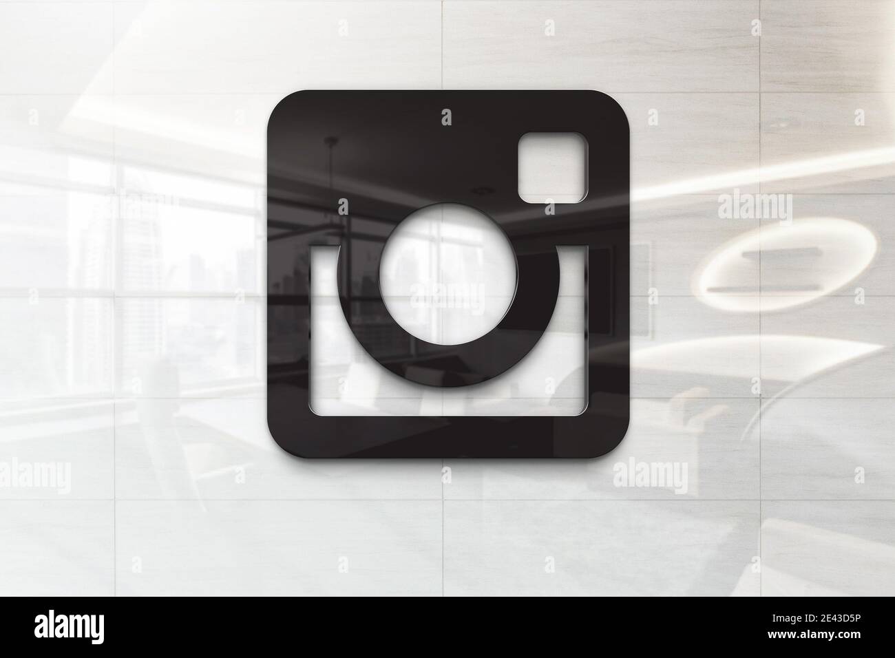 instagram logo on reflective business wall plaque Stock Photo - Alamy
