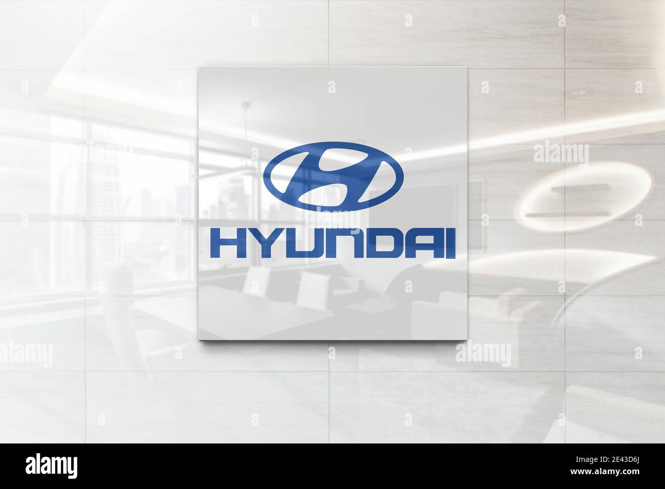hyundai logo wall illustration Stock Photo - Alamy