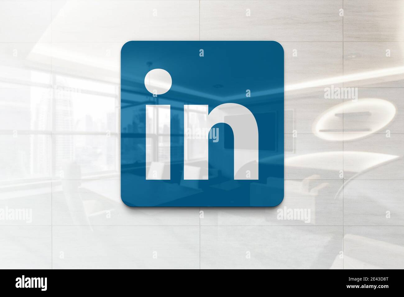 Linkedin logo on wall advertisement Stock Photo - Alamy