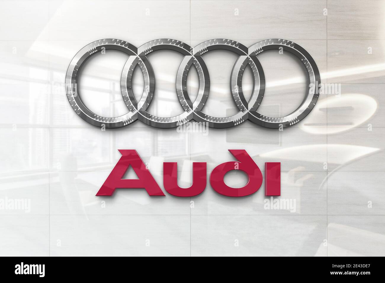 audi logo on wall Stock Photo - Alamy