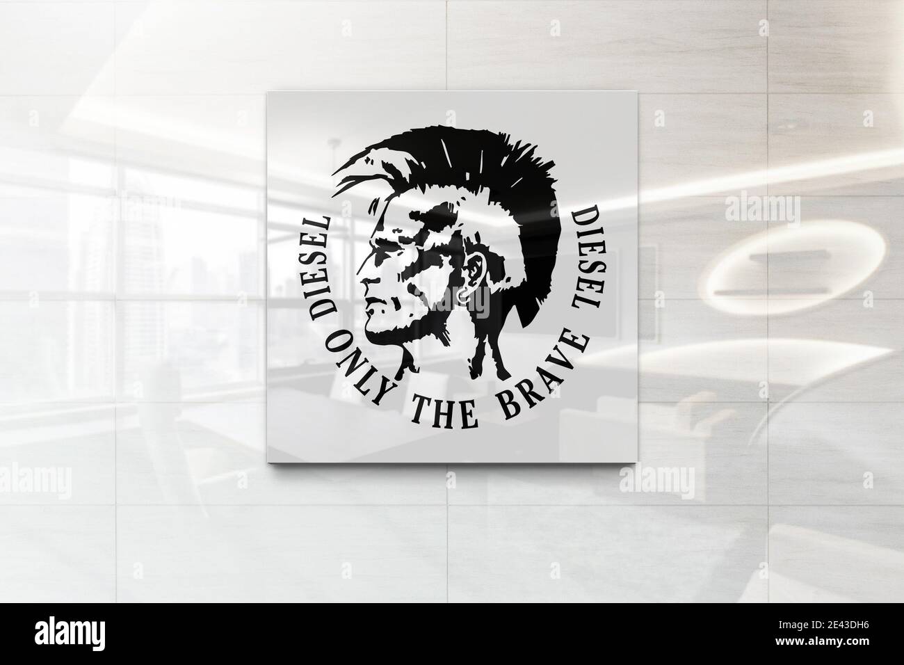 diesel logo on reflective business wall plaque Stock Photo - Alamy