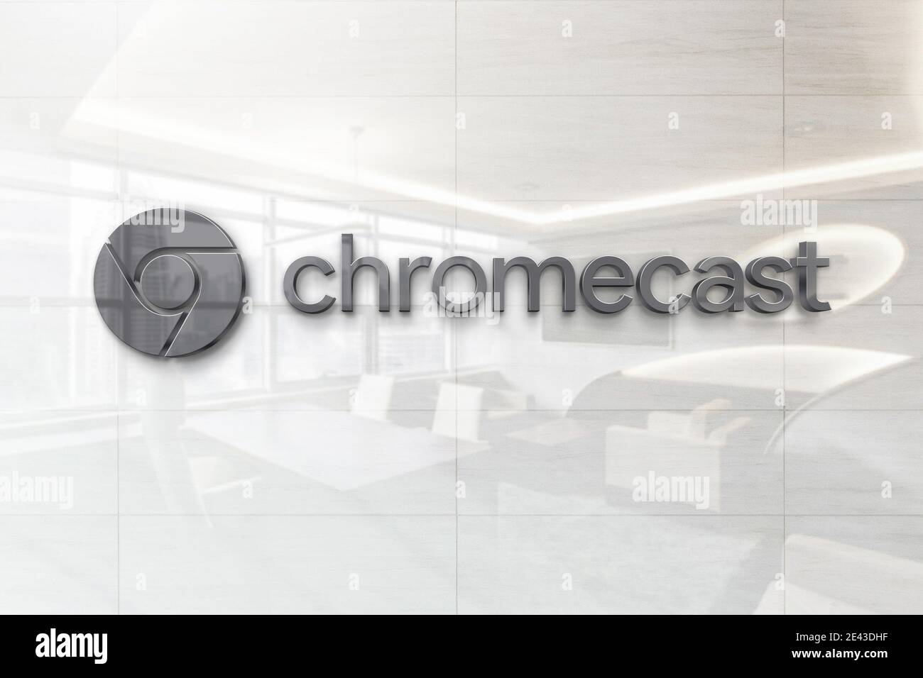 chromecast logo on reflective business wall plaque Stock Photo - Alamy