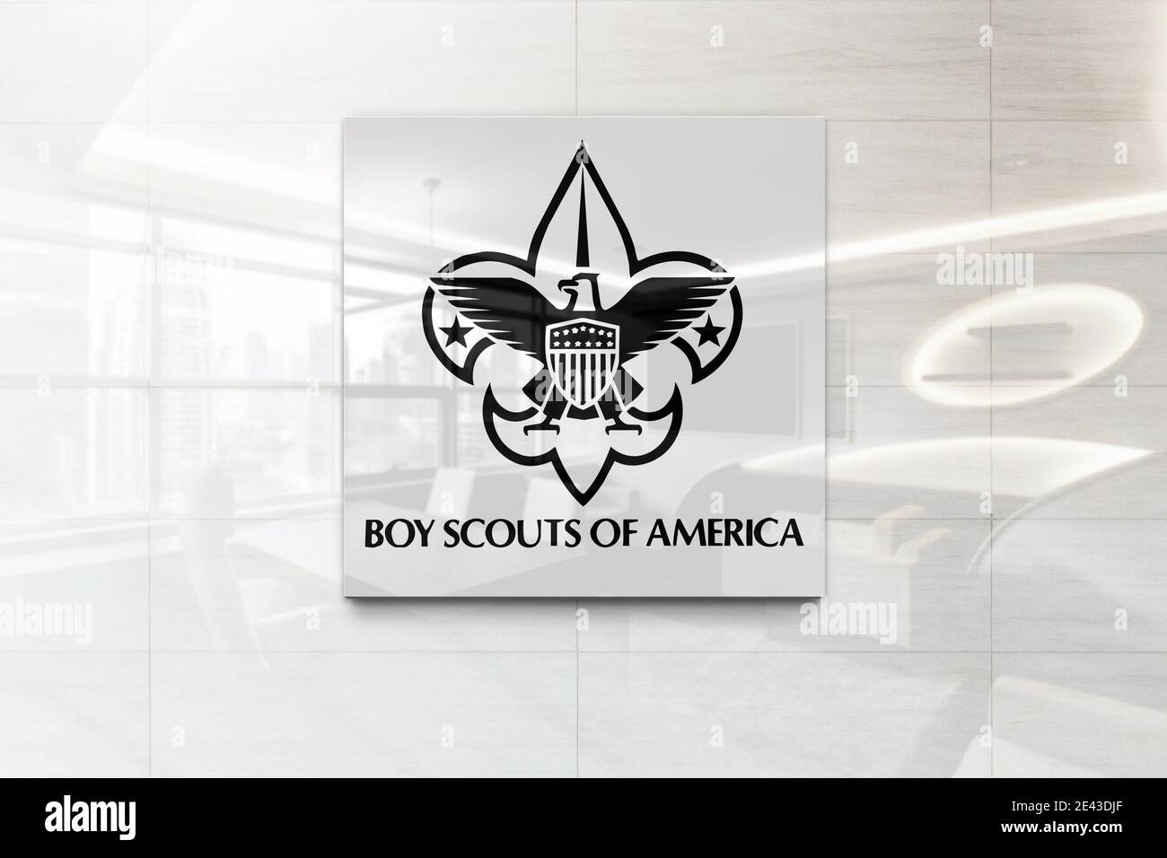 boy scouts of america logo on reflective business wall plaque Stock ...