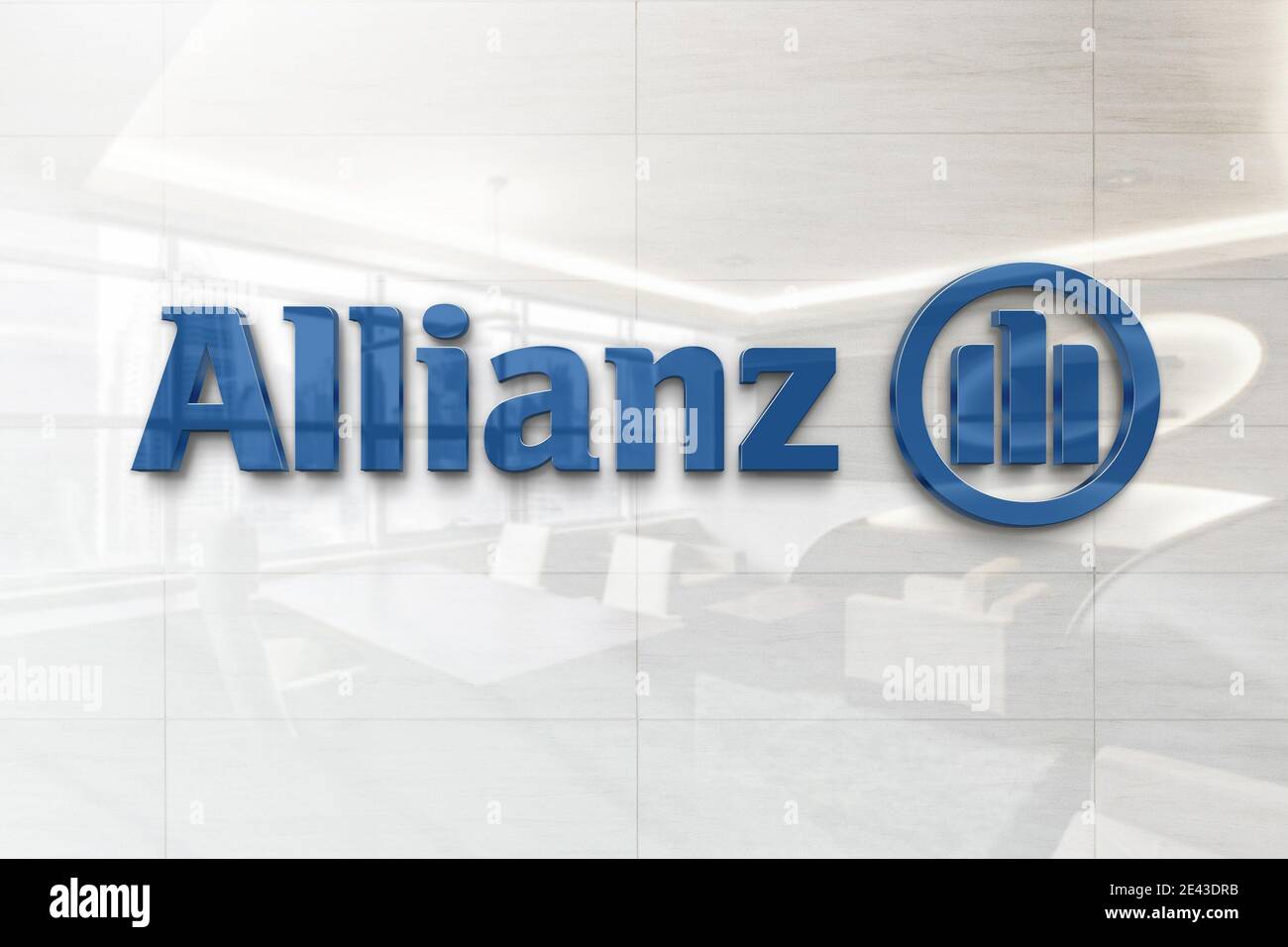 allianz logo on reflective business wall plaque Stock Photo - Alamy