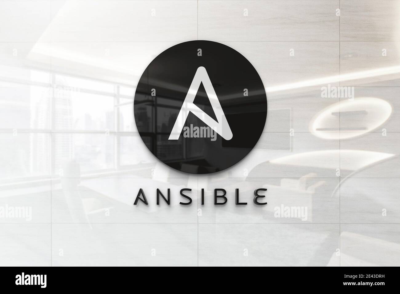 ansible logo on reflective business wall plaque Stock Photo - Alamy