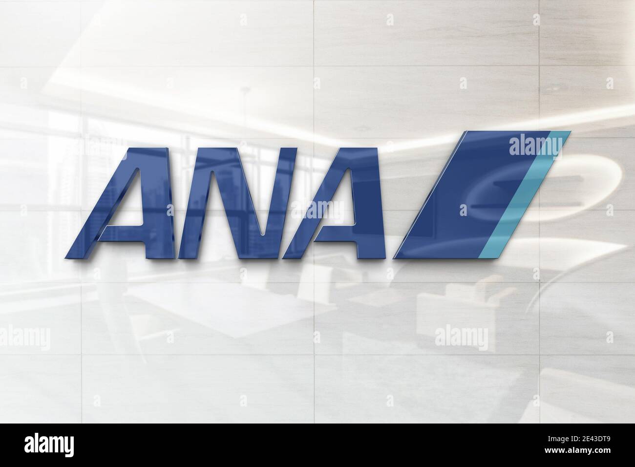 ana logo on reflective business wall plaque Stock Photo - Alamy