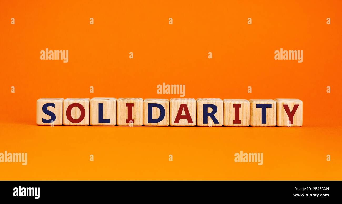 Time to solidarity symbol. Concept word solidarity on wooden cubes on a ...