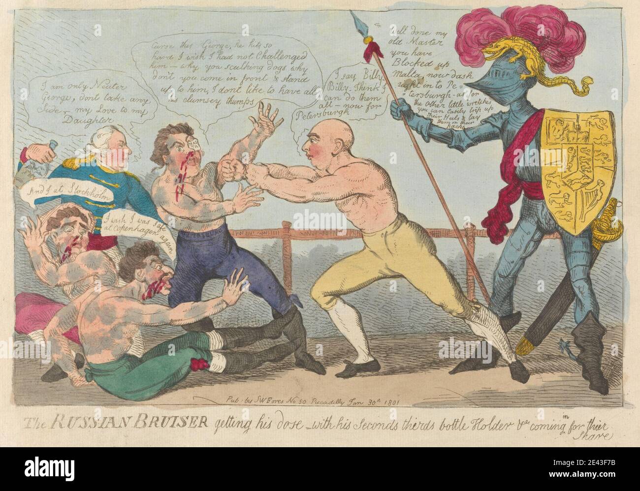 Isaac Cruikshank, 1756â€“1810, British, The Russian Bruiser Getting his ...