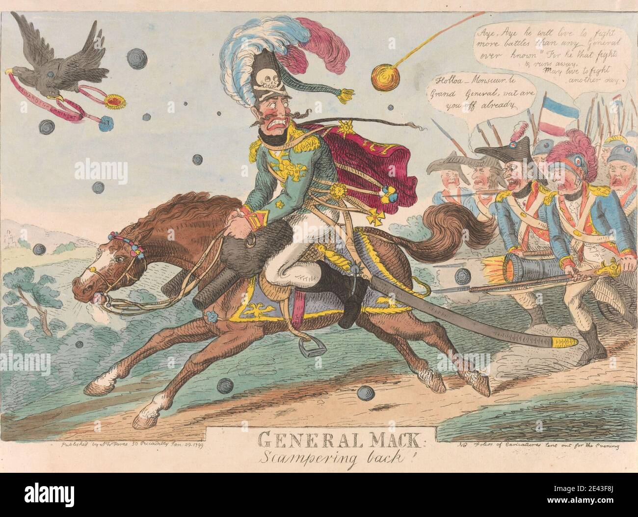 Isaac Cruikshank, 1756â€“1810, British, General Mack, Scampering Back ...