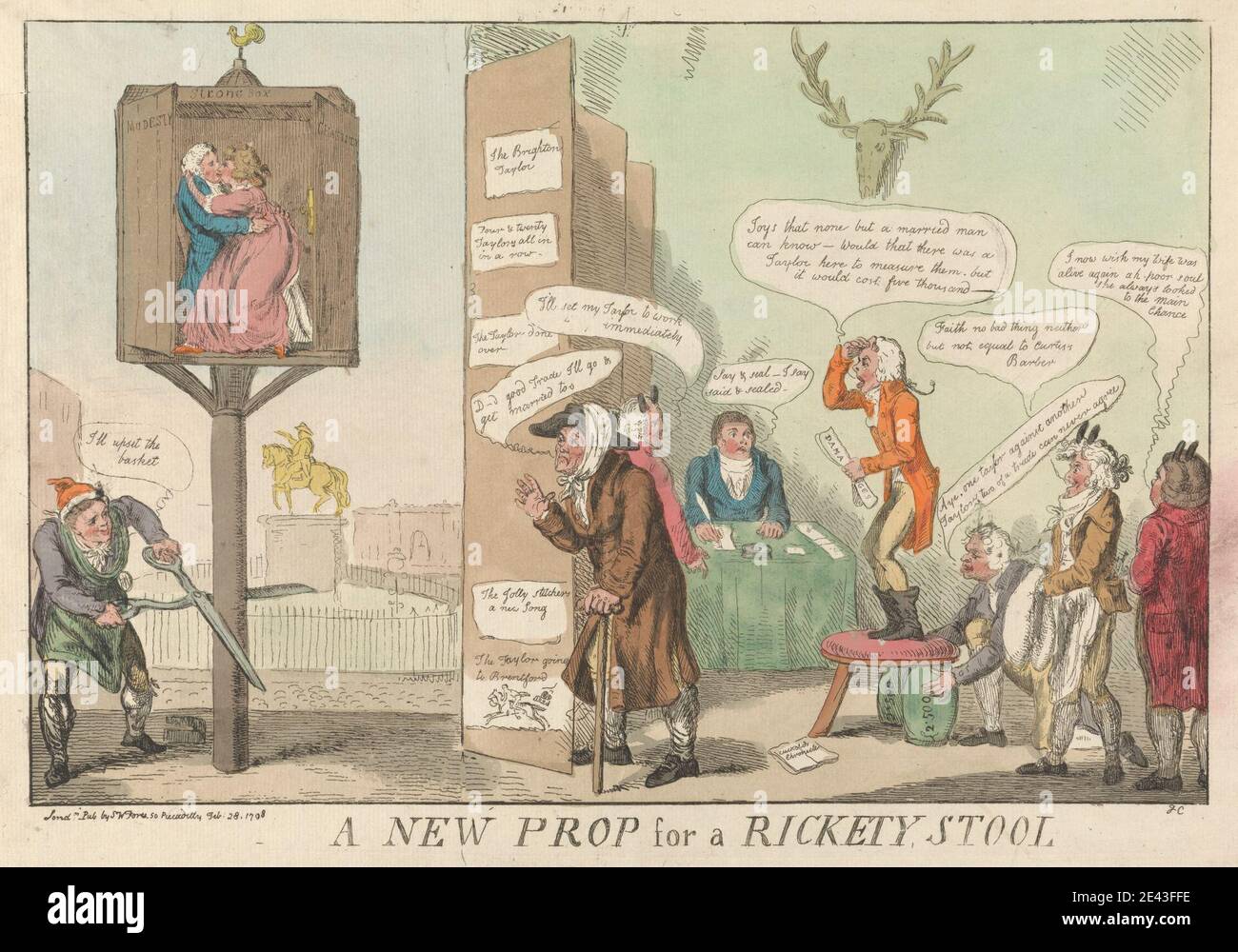 Isaac Cruikshank, 1756â€“1810, British, A New Prop for a Rickety Stool ...