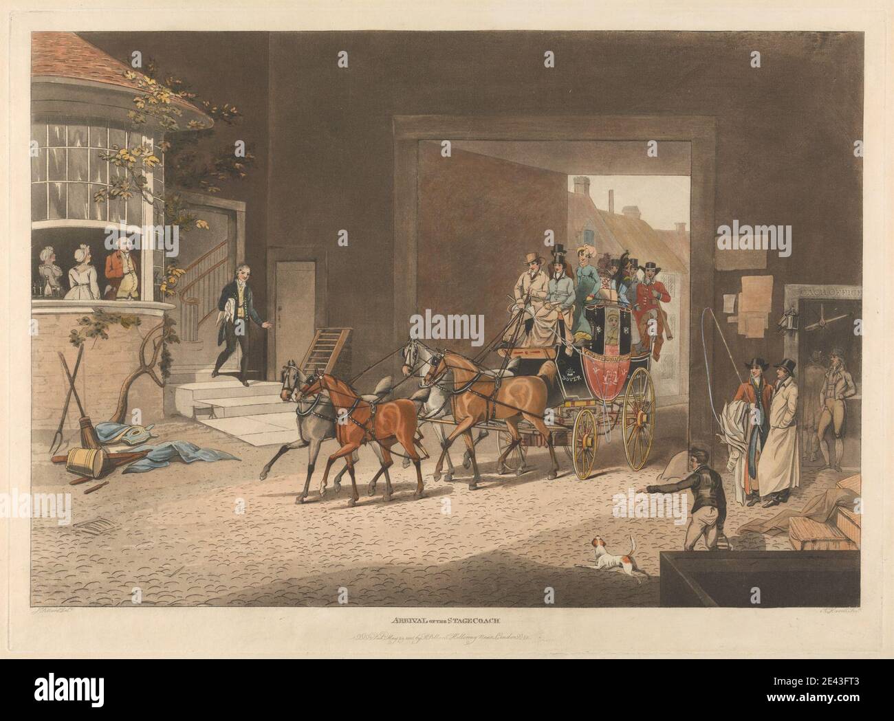 Robert Havell, 1769â€“1832, British, Coaching [a pair]: 2. Arrival of ...