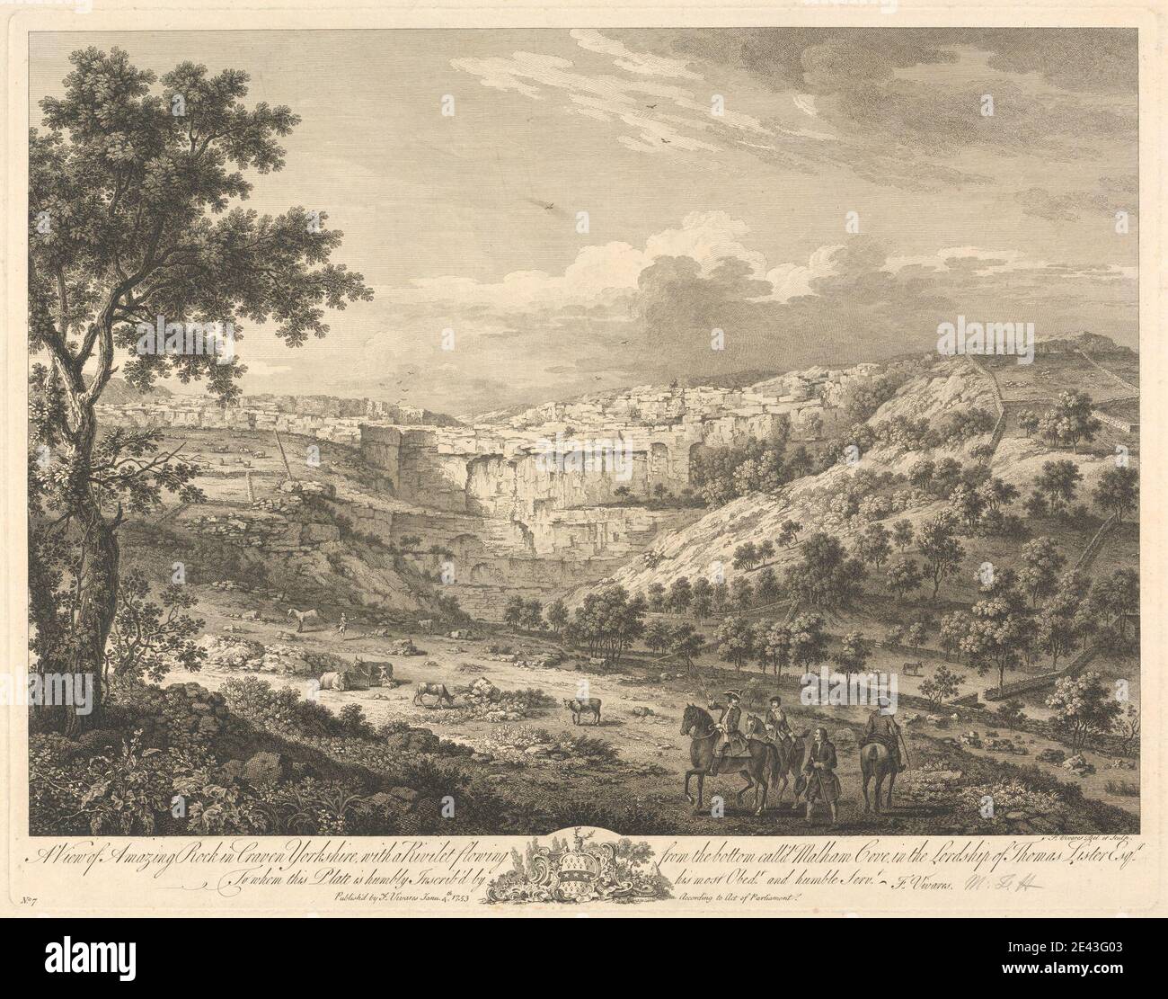 Francois Vivares, 1709â€“1780, French, A View of Amazing Rock in Craven ...
