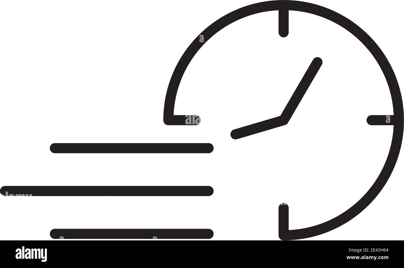 time clock watch with speed lines line style icon vector illustration ...