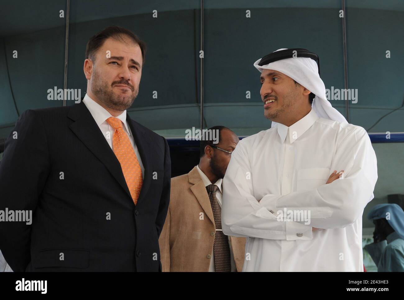 Qatar's TV channel Al Jazeera's General Manager Waddah Khanfar (L) and ...