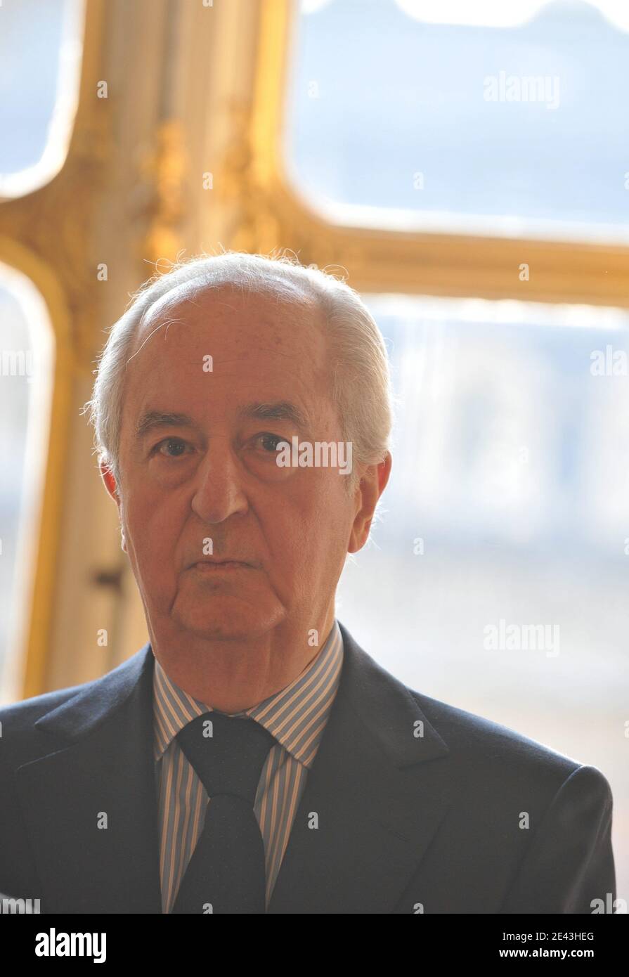 Edouard Balladur posing at the Ministry of Culture in Paris, France on ...