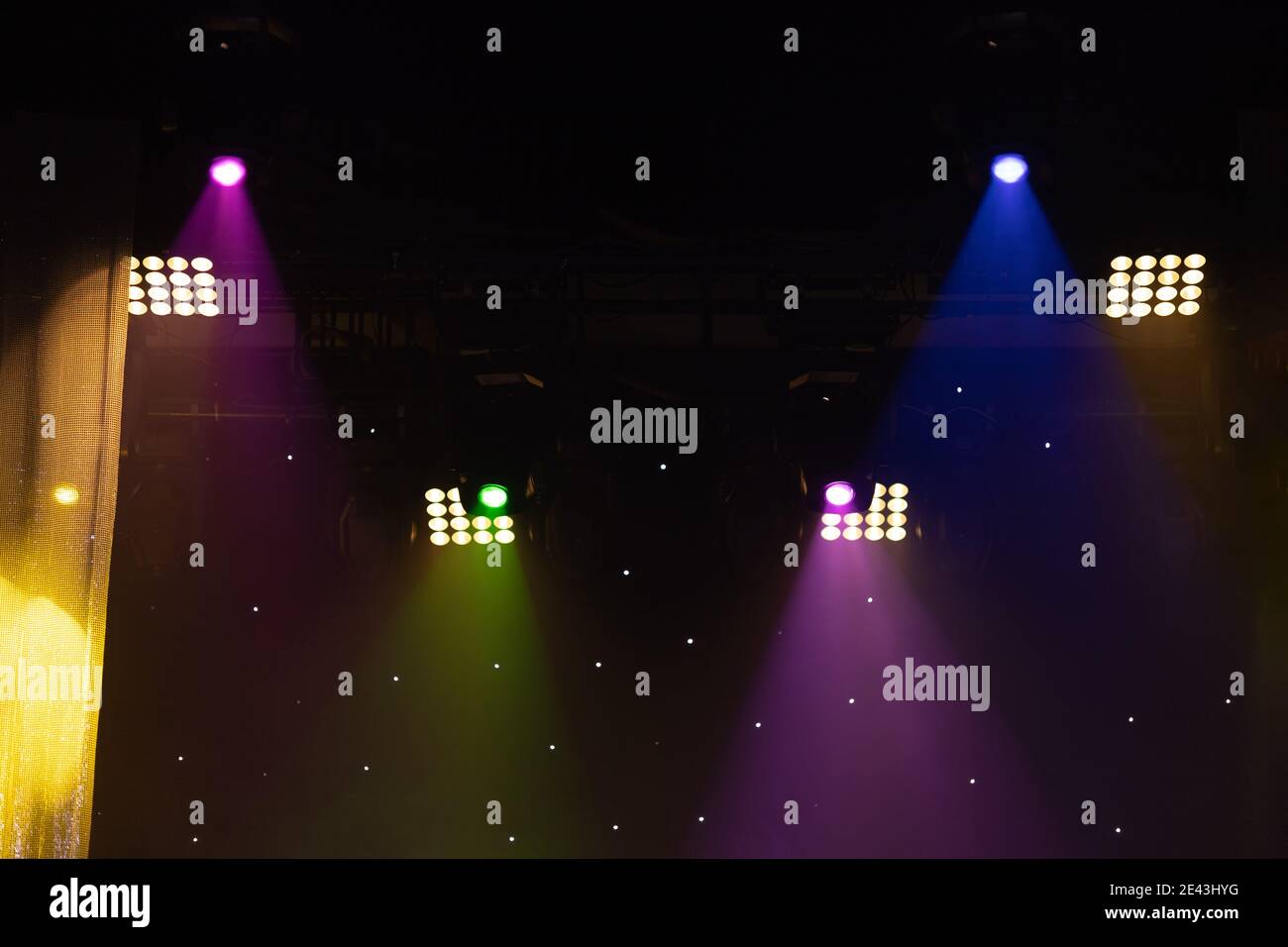 Stage light and smoke on stage, lighting and spotlights Stock Photo - Alamy