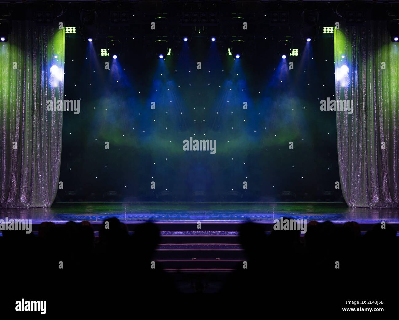 Theatrical scene without actors, scenic light and smoke Stock Photo - Alamy