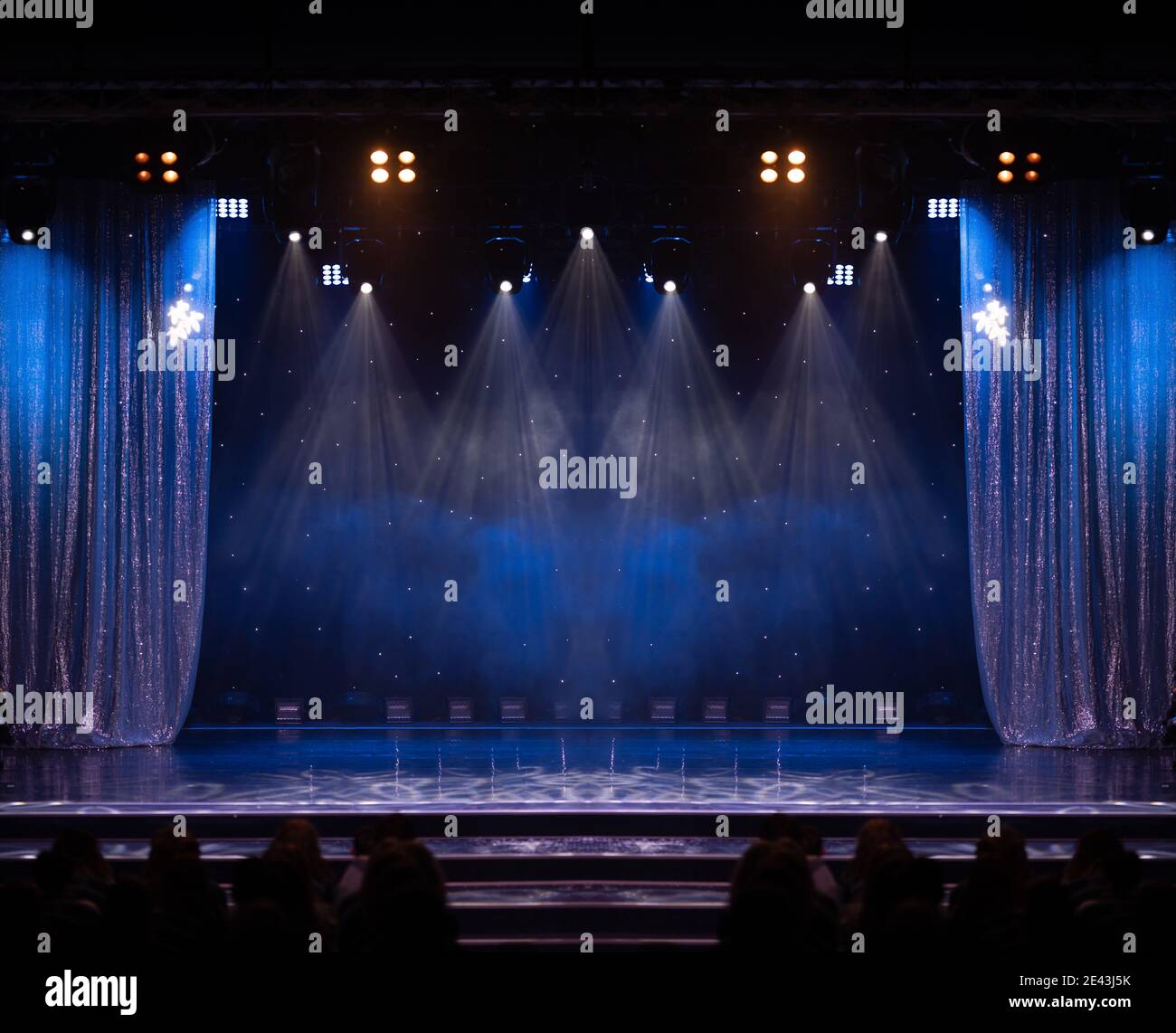 Theatrical scene without actors, scenic light and smoke Stock Photo - Alamy